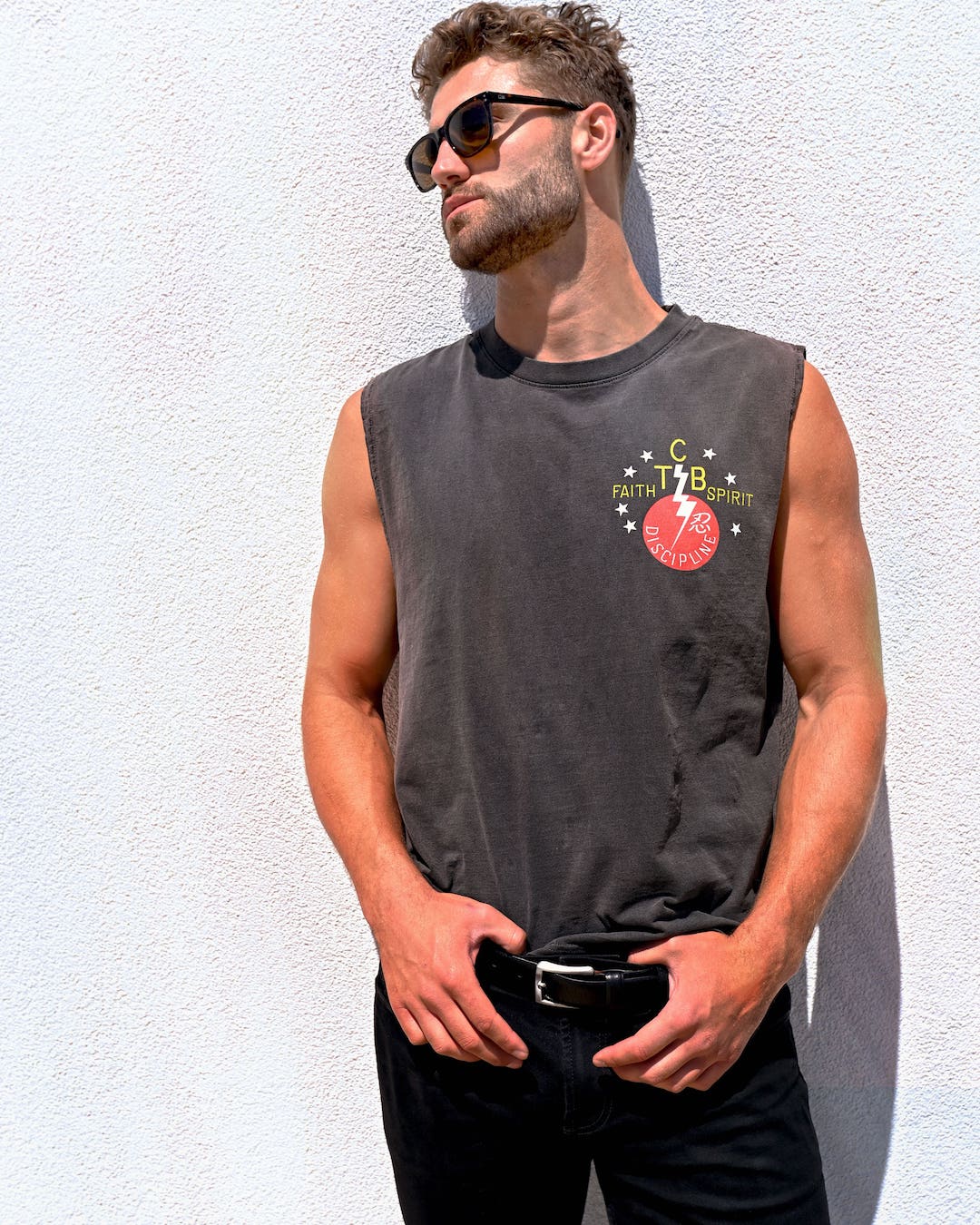 Elvis TCB Black Muscle Tee - Roots of Fight