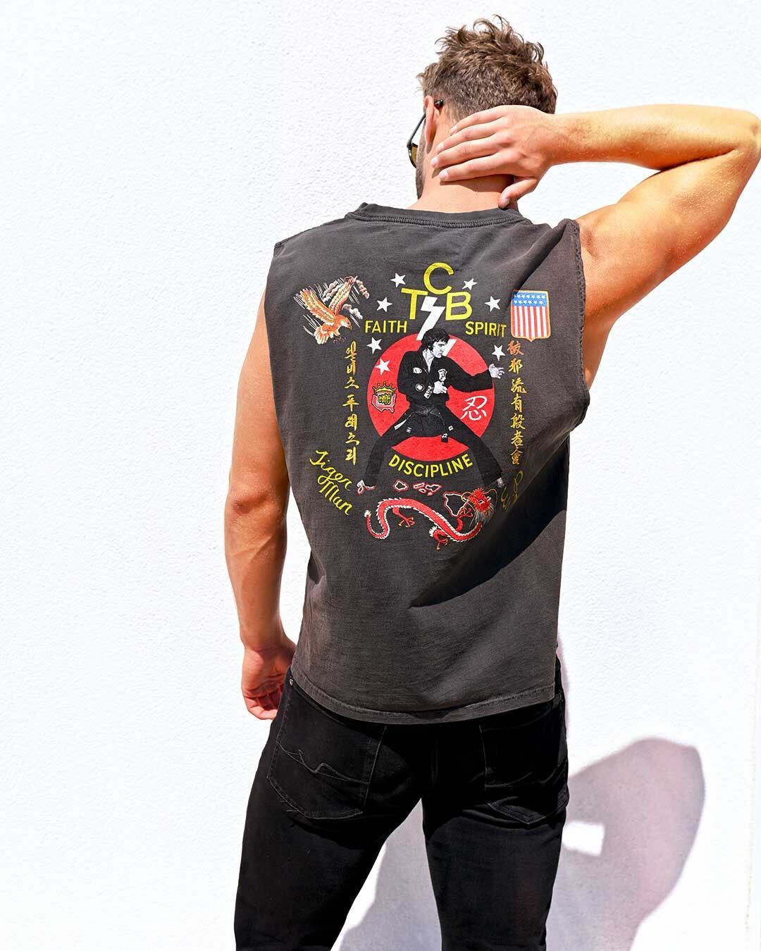 Elvis TCB Black Muscle Tee - Roots of Fight